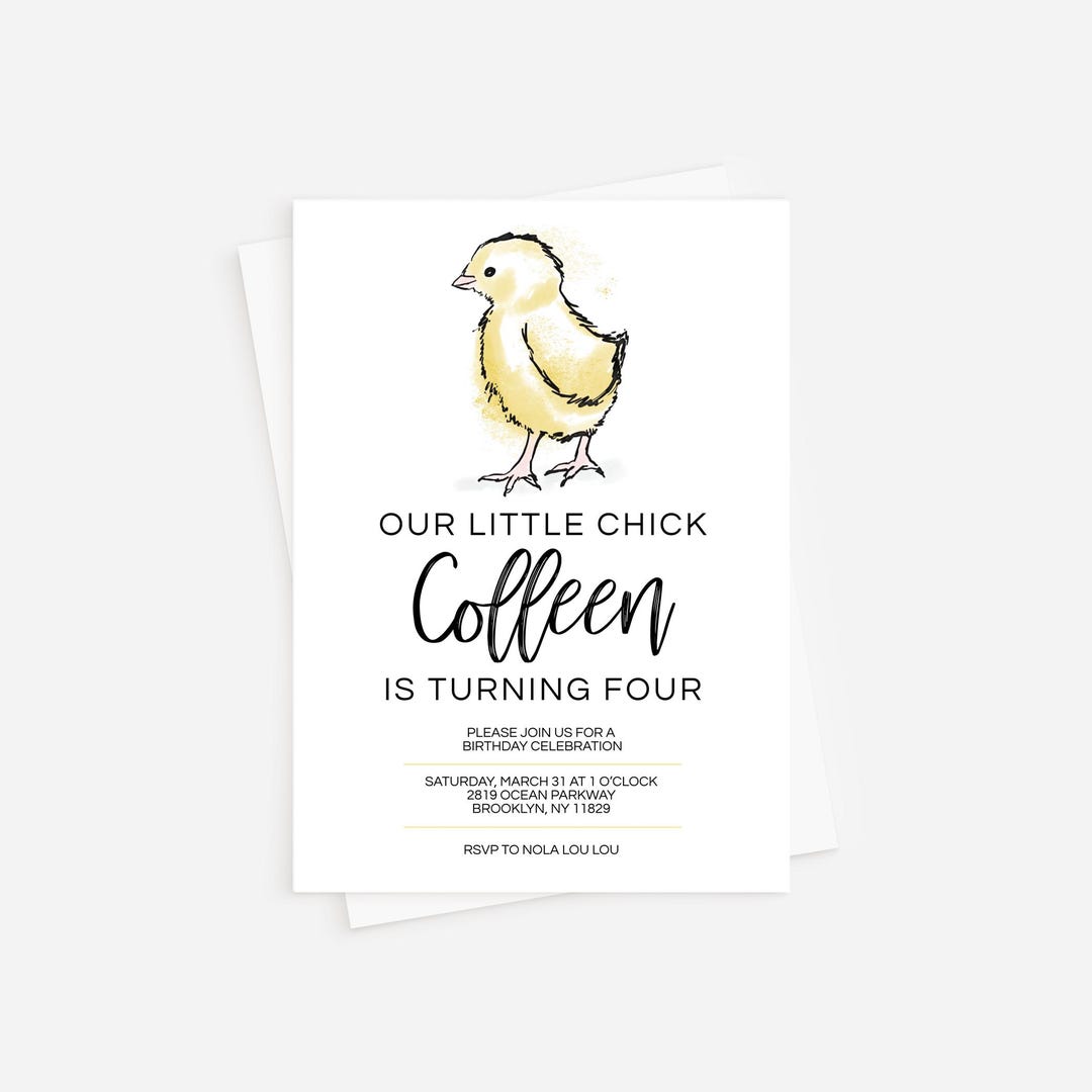 Corjl Farm to Table Theme Birthday Invitation, Little Chick Birthday ...