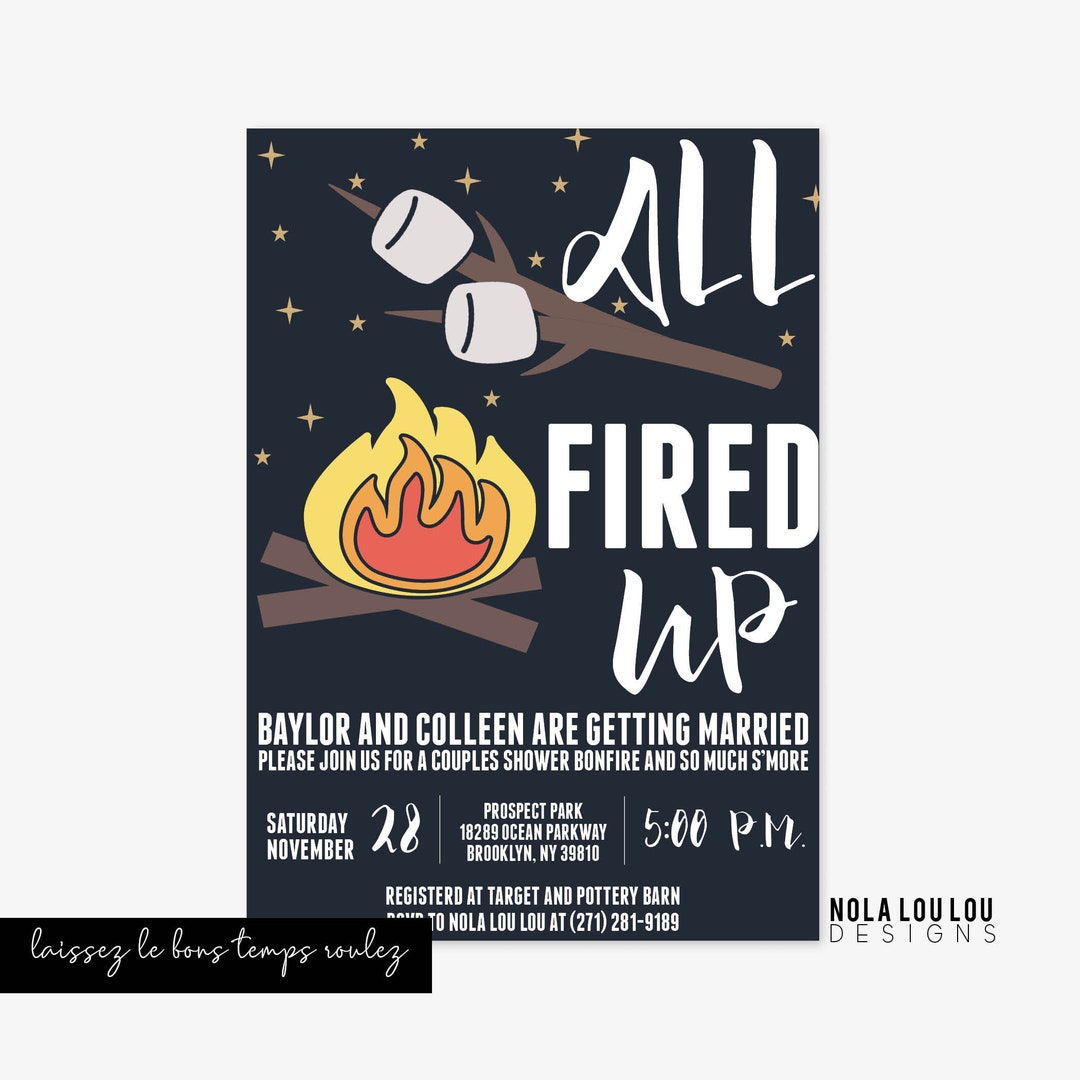 Bonfire Couples Shower, Bonfire Invitation, S'more Invitation, Couples ...