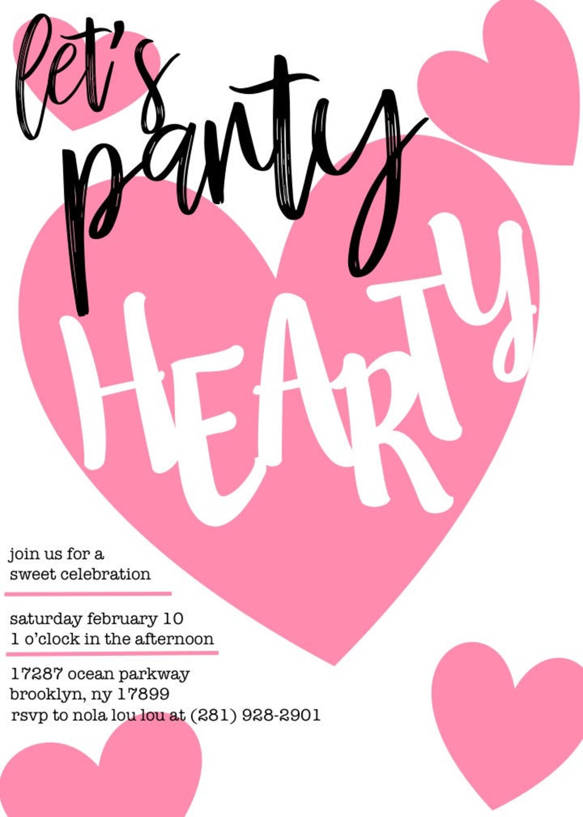 Valentines Day Invitation Let's Party Hearty Invitation | Etsy