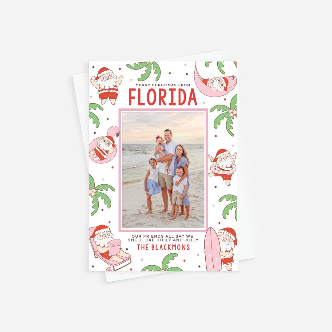 Florida Christmas Photo Card: Tropical Holiday Design (INSTANT DOWNLOAD ...