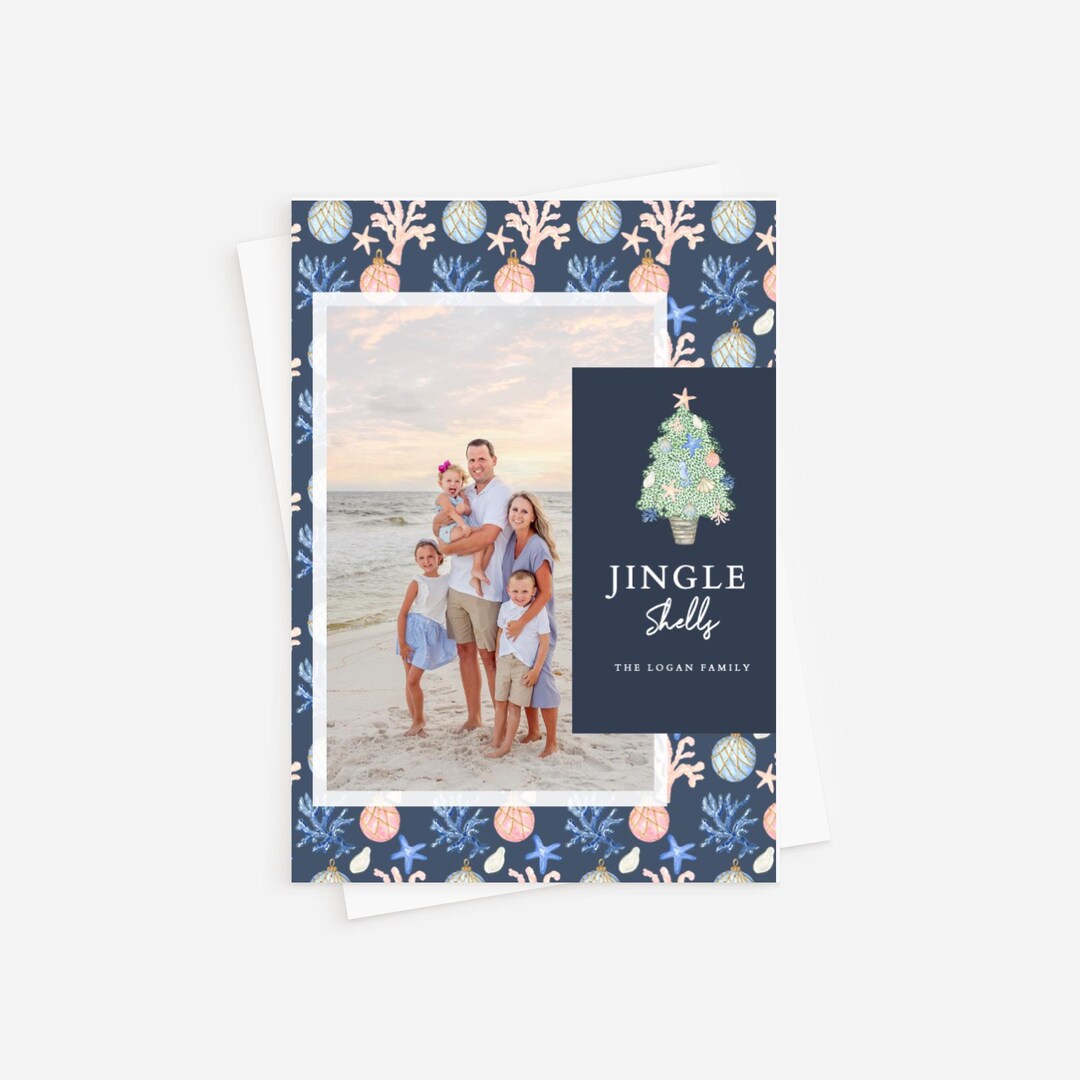 Vacation Holiday Card, Family Photo Christmas Card, Beach Holiday Card ...