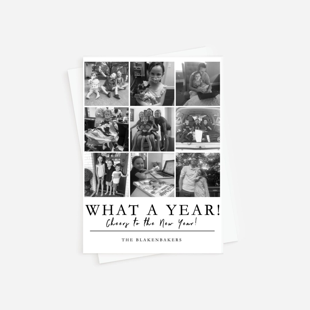 Family Photo Collage New Year Card With Matching Envelopes, (digital or ...