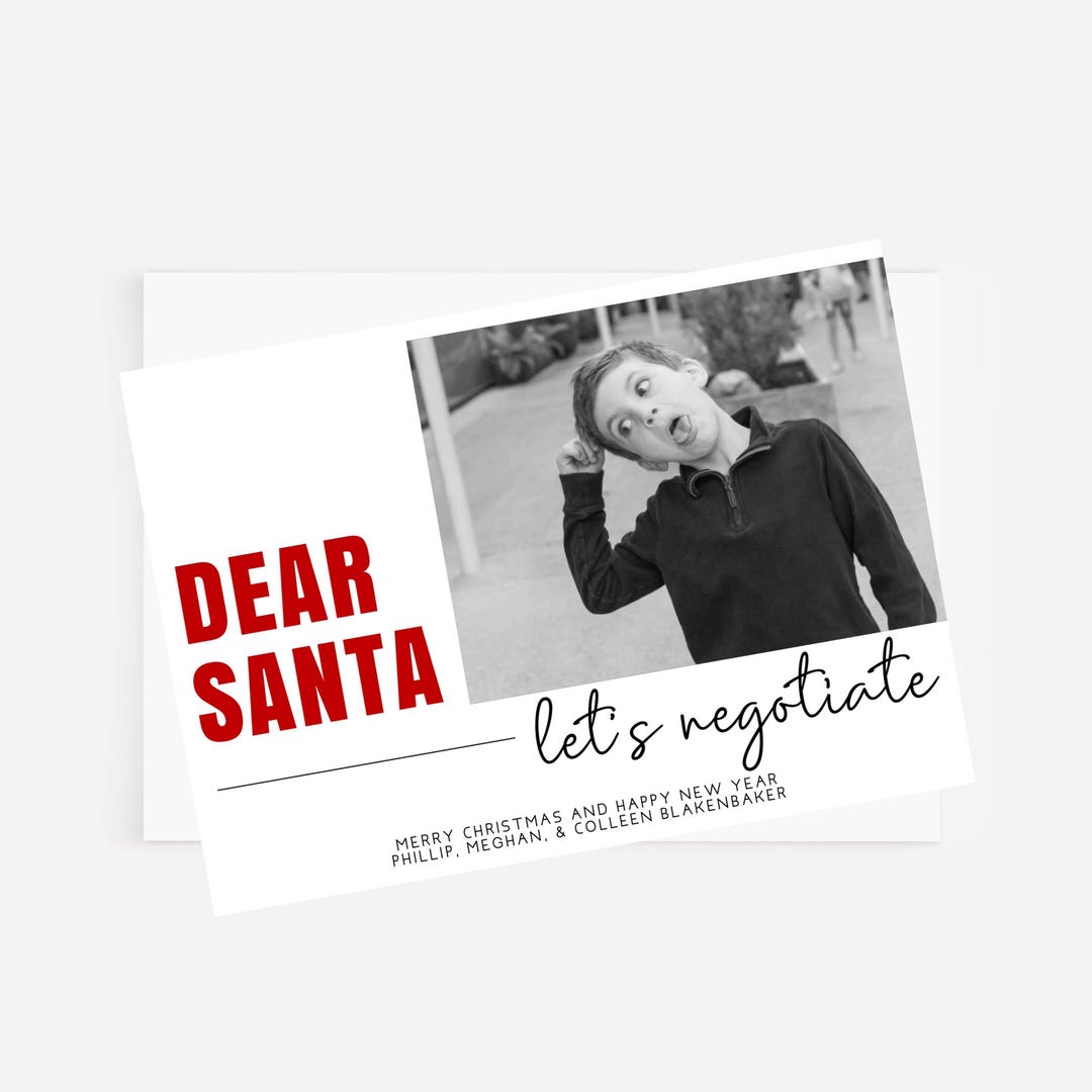 Corjl Family Photo Christmas Card, Holiday Photo Card, Dear Santa Card ...