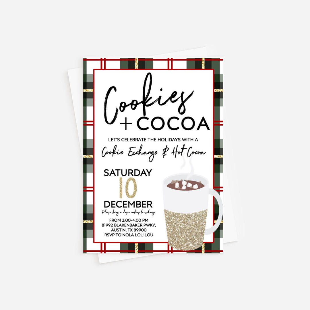 Cookies and Hot Chocolate Invitation, Kids Holiday Party, Kid Christmas ...