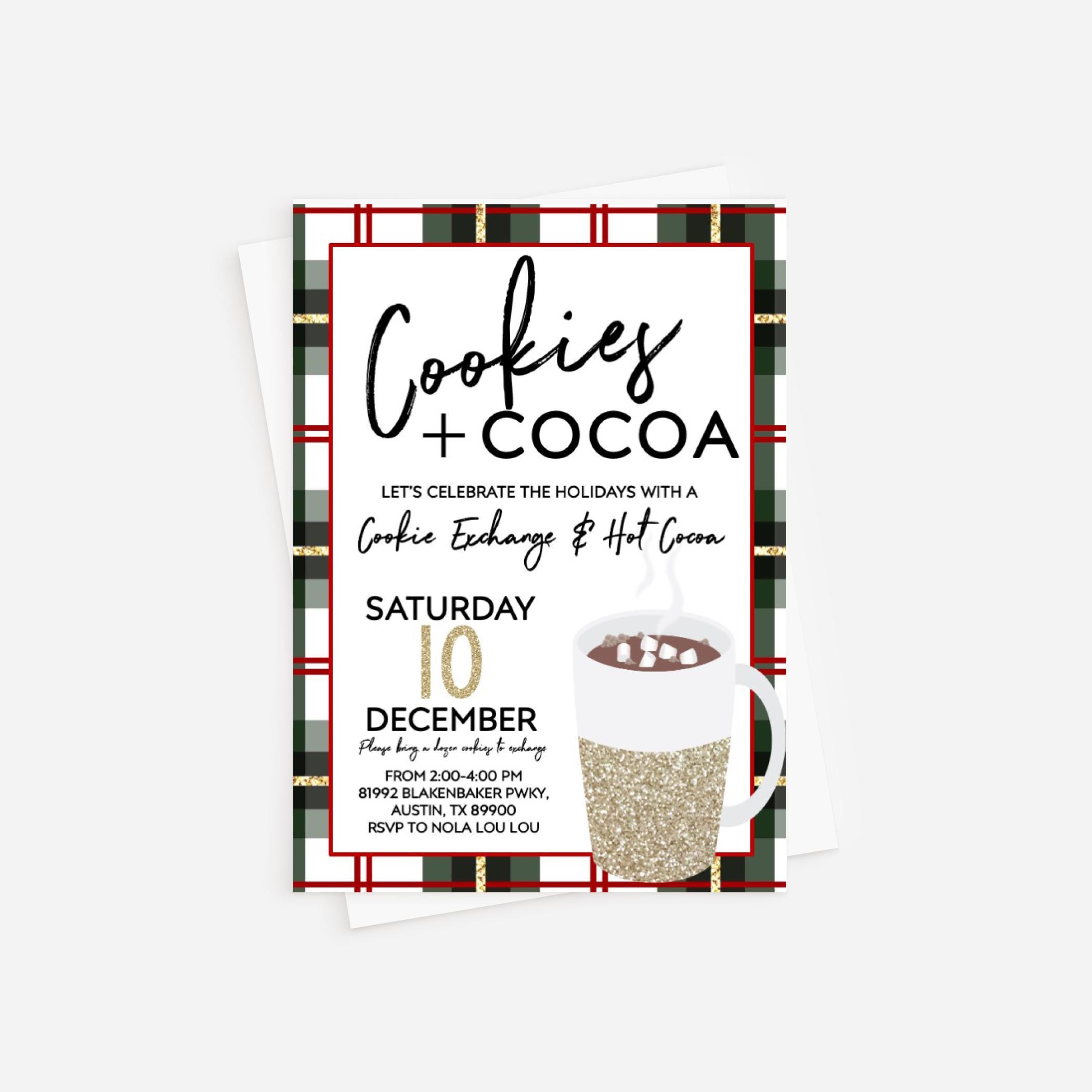 Cookies and Hot Chocolate Invitation, Kids Holiday Party, Kid Christmas ...