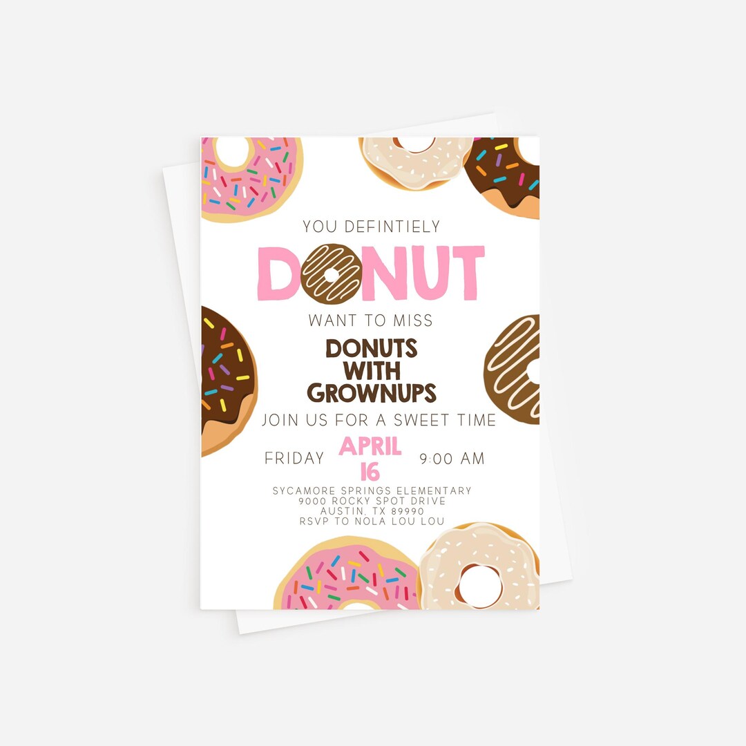 Donuts With Grownups Invitation: School Event Flyer (instant Download ...