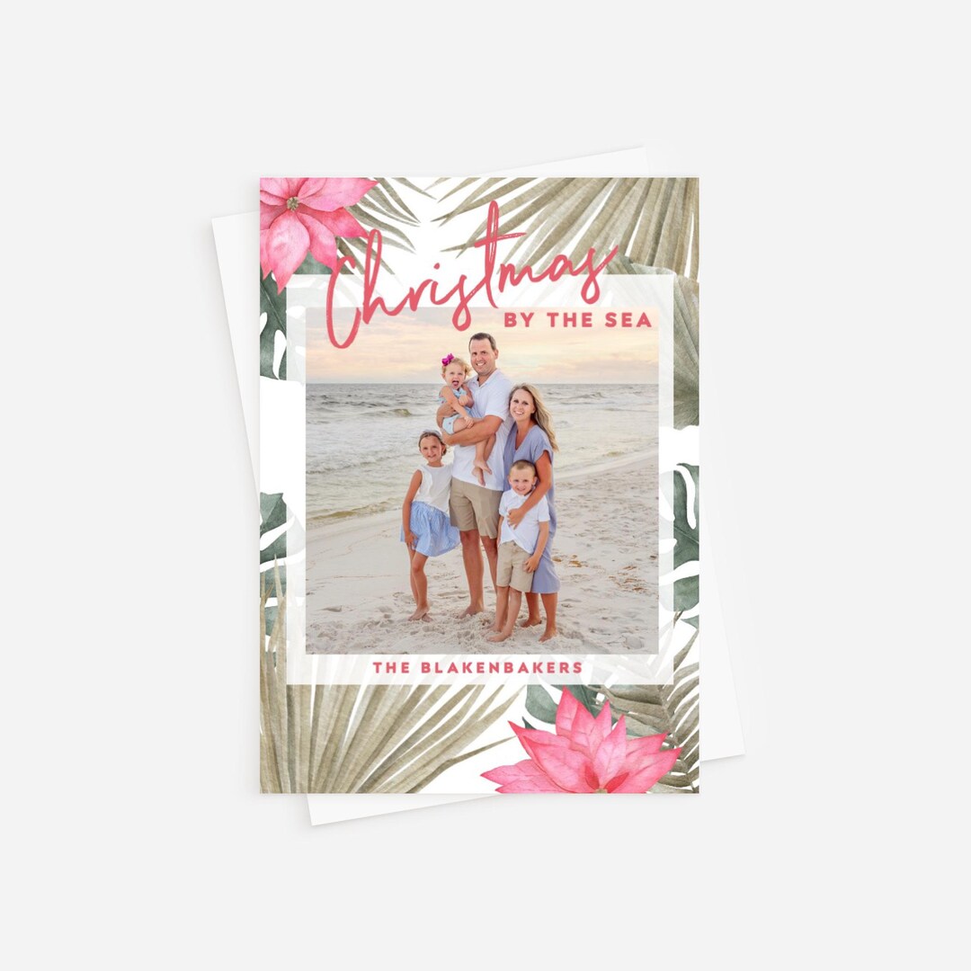 Vacation Holiday Card, Family Photo Christmas Card, Beach Holiday Card ...