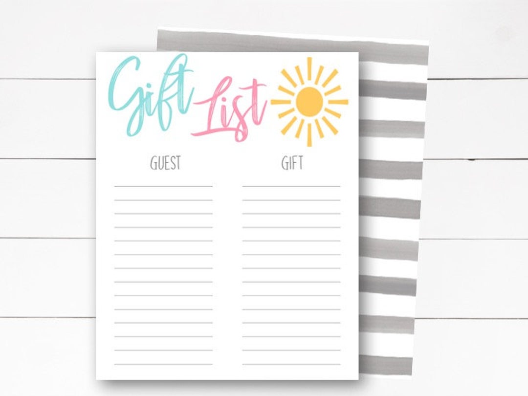 DOWNLOADABLE You Are My Sunshine Gift List, Gift List, Baby Shower ...