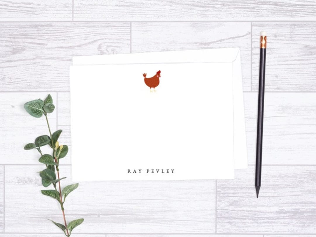 Chicken Personalized Stationery Note Cards Rooster - Etsy