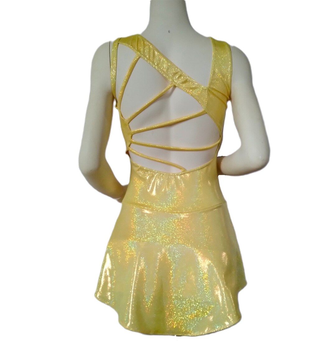 Burst of Sunshine Figure Skating Dress, Yellow Metallic Fabric, Adult ...