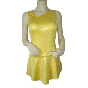 Burst of Sunshine Figure Skating Dress, Yellow Metallic Fabric, Adult ...