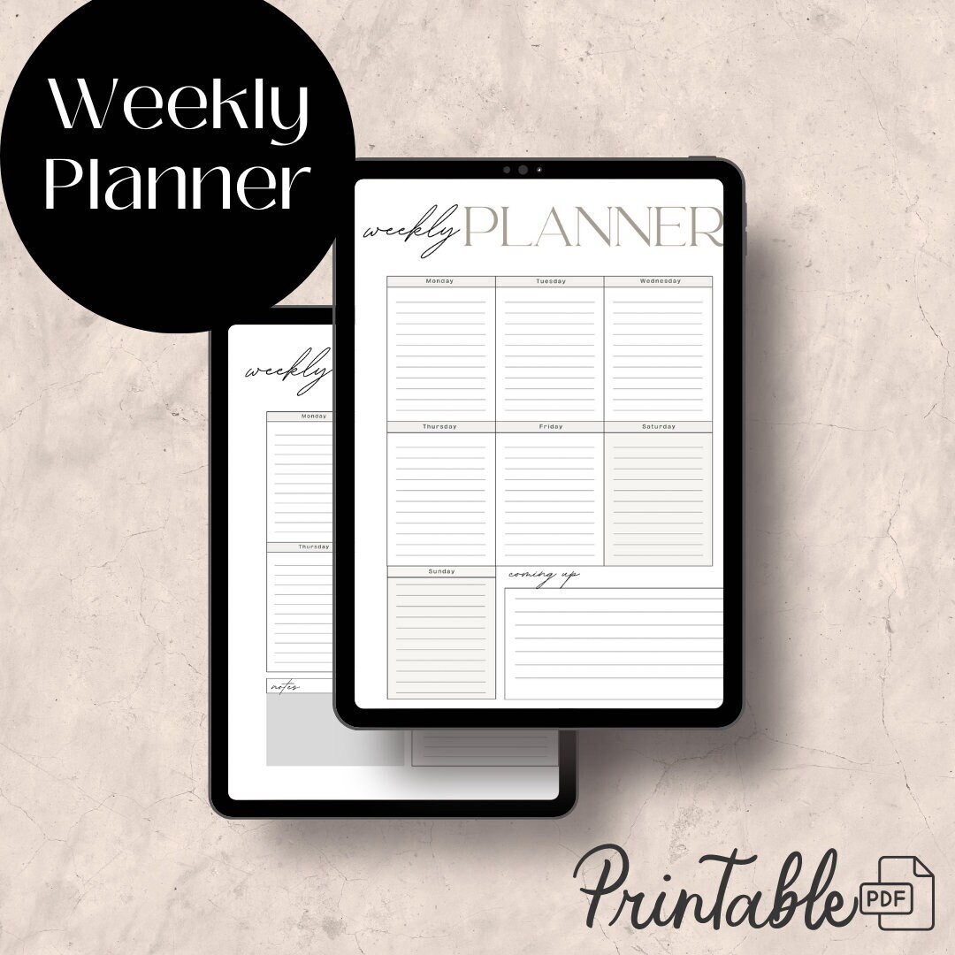 Weekly Planner Printable Landscape, Minimalist Weekly Schedule, Week at ...