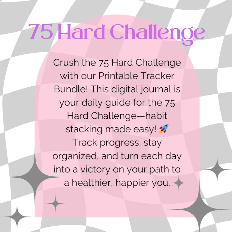 75 Hard Challenge Printable 75 Day Hard Challenge Template Workout Plan ...