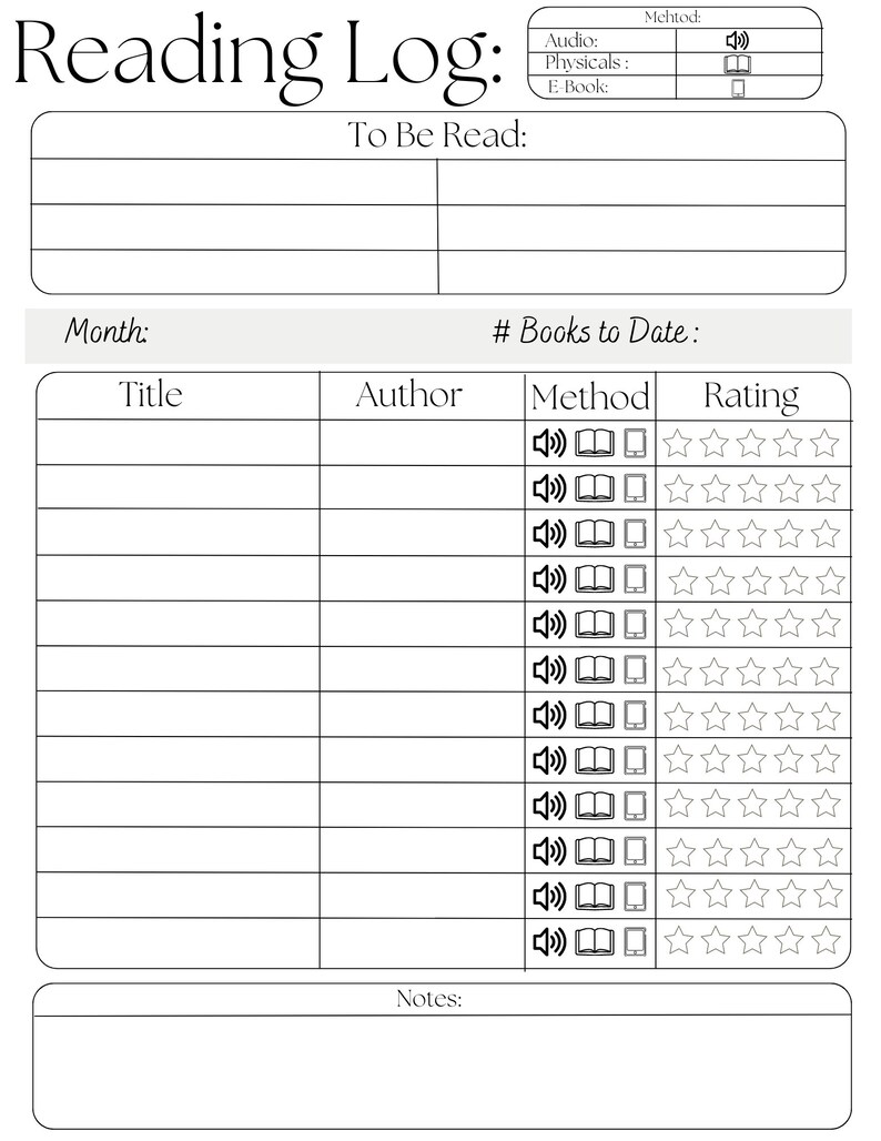 Reading Log Printable Reading Tracker Books I've Read - Etsy
