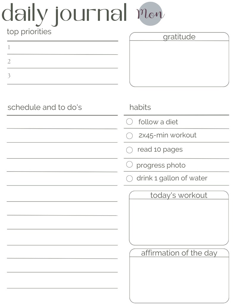 75 Hard Challenge Printable 75 Day Hard Challenge Template Workout Plan ...