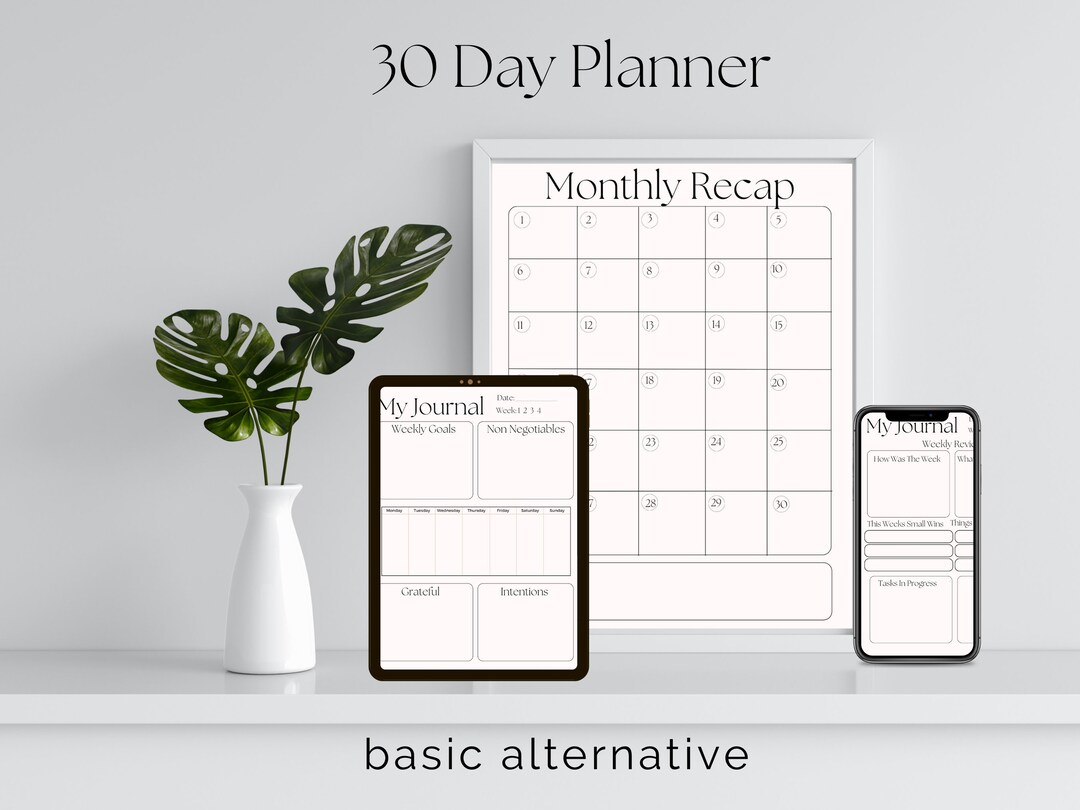 30 Day Planner 30 Day Monthly Recap Monthly To-dos Daily Journal ...
