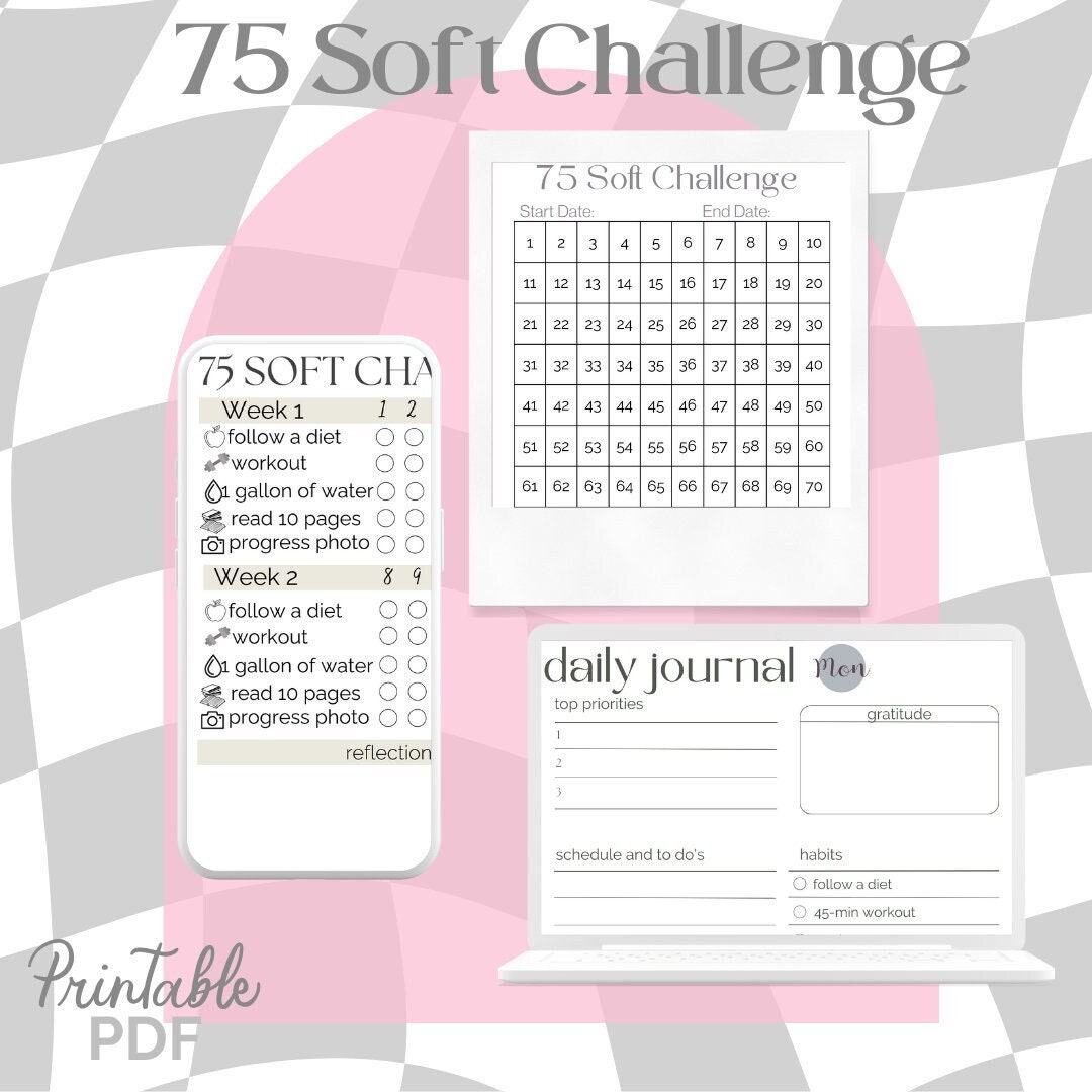 75 Soft Challenge Printable Workout Plan 75 Soft Tracker 75 Day ...