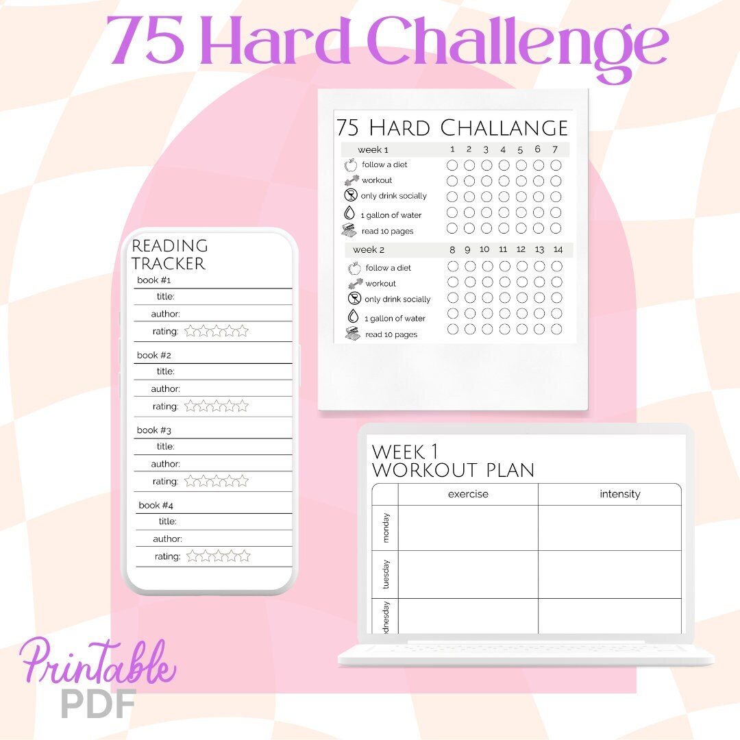 75 Day Hard Challenge,75 Hard Rules PDF Printable Progress Tracker ...