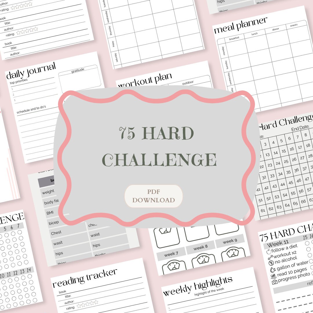 75 Hard Tracker, Digital PDF Download, 75 Hard Tracker, 75 Hard ...