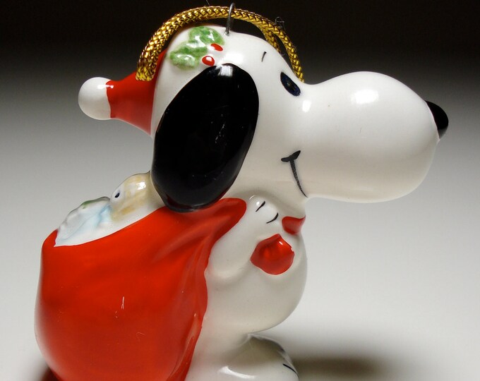 Vintage Ceramic Snoopy Christmas Ornament BEAUTIFUL Condition With ...