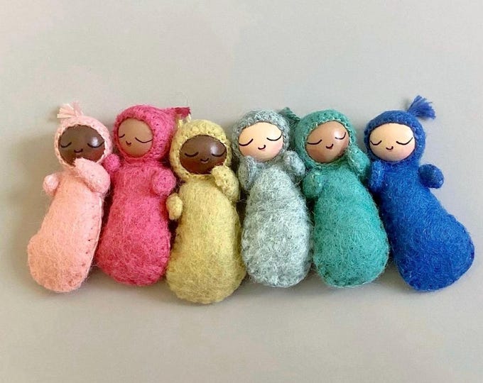 Tiny Baby Doll 1 3/4 Inches Long - Choose a Skin Tone and Felt Color ...