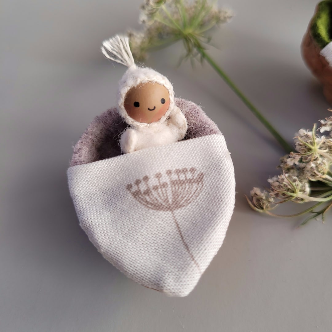 Tiny Baby With Open Eyes in Walnut Shell - Made to Order 1 3/4 Inch ...