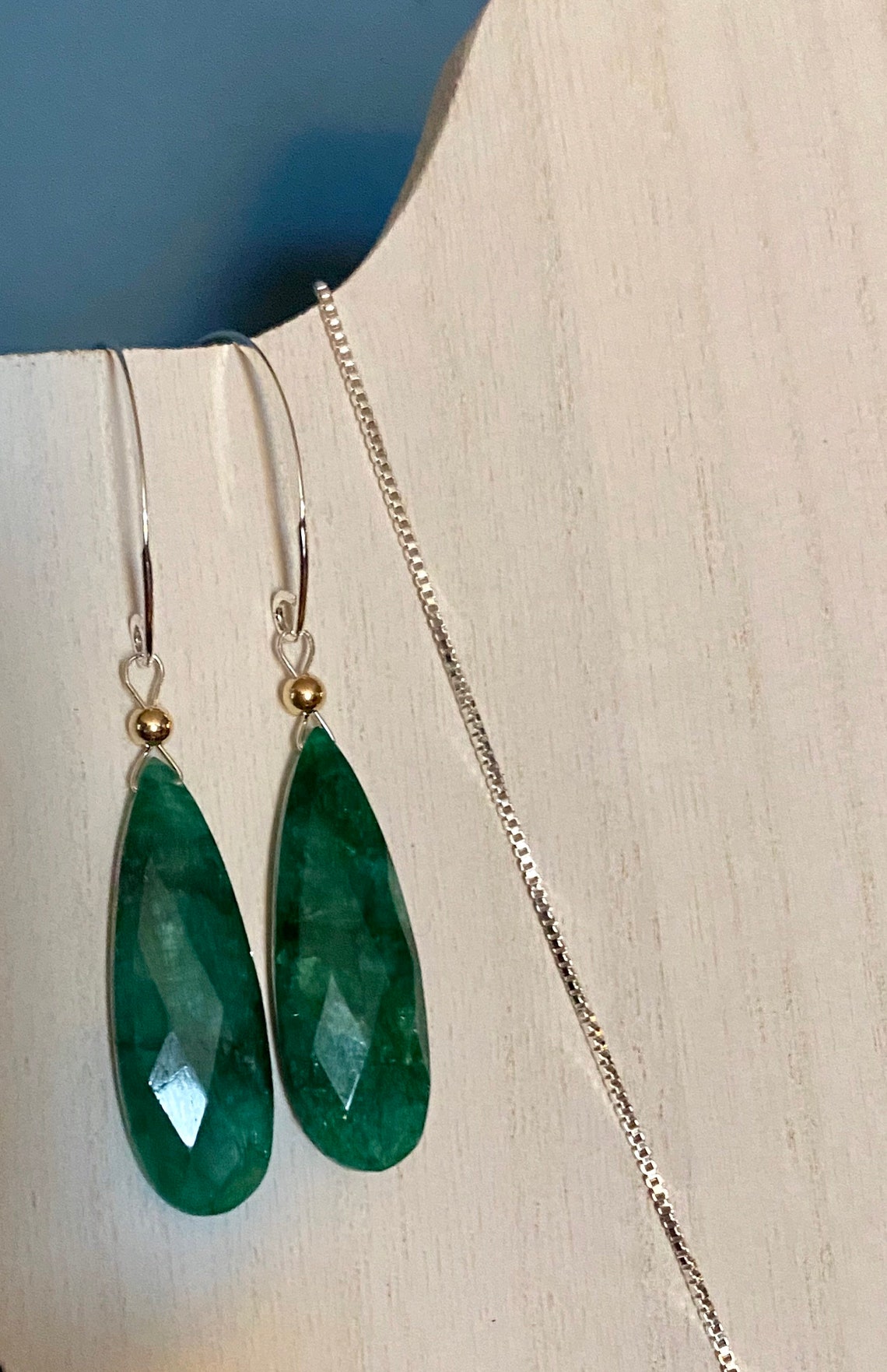 Gorgeous Genuine Emerald Dangle Earrings With Sterling Silver - Etsy