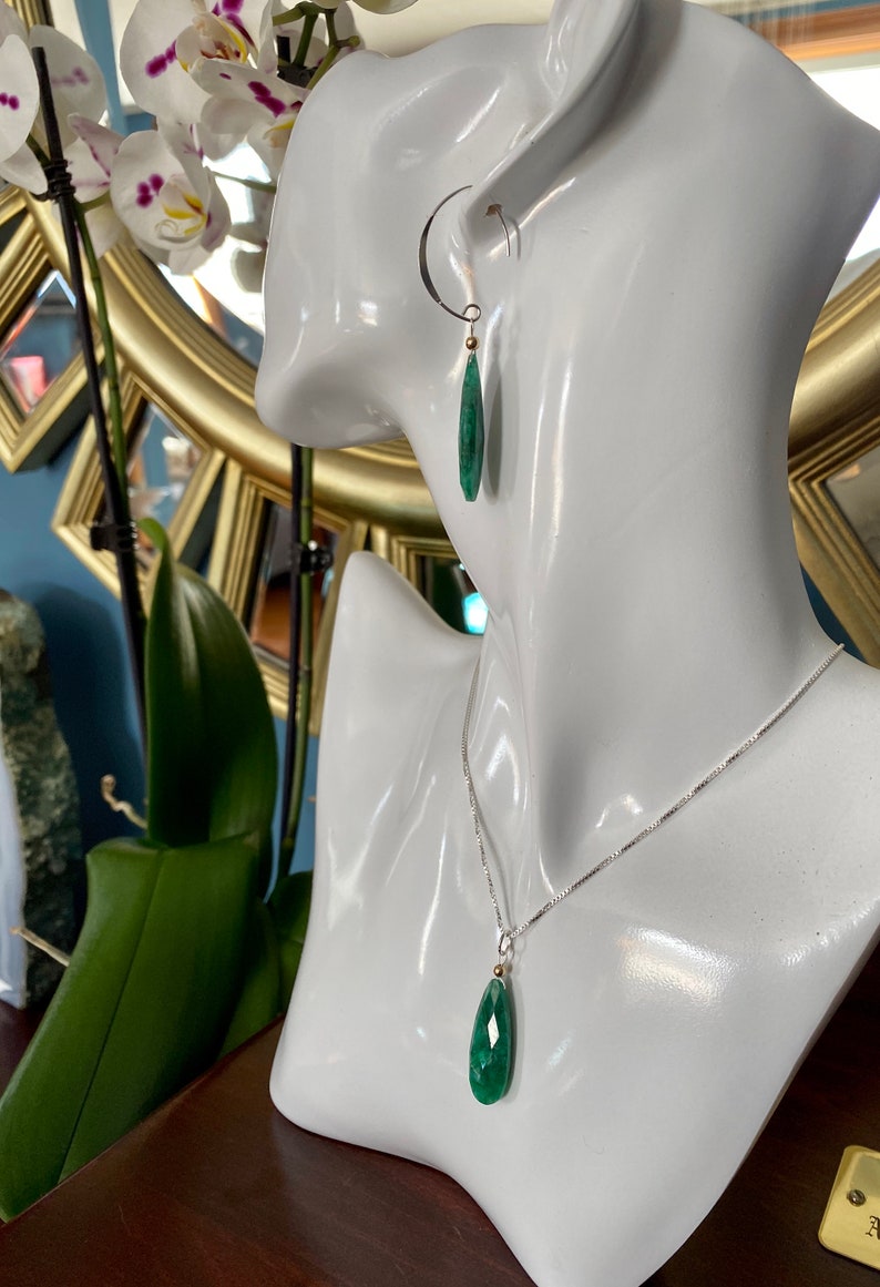 Gorgeous Genuine Emerald Dangle Earrings With Sterling Silver - Etsy