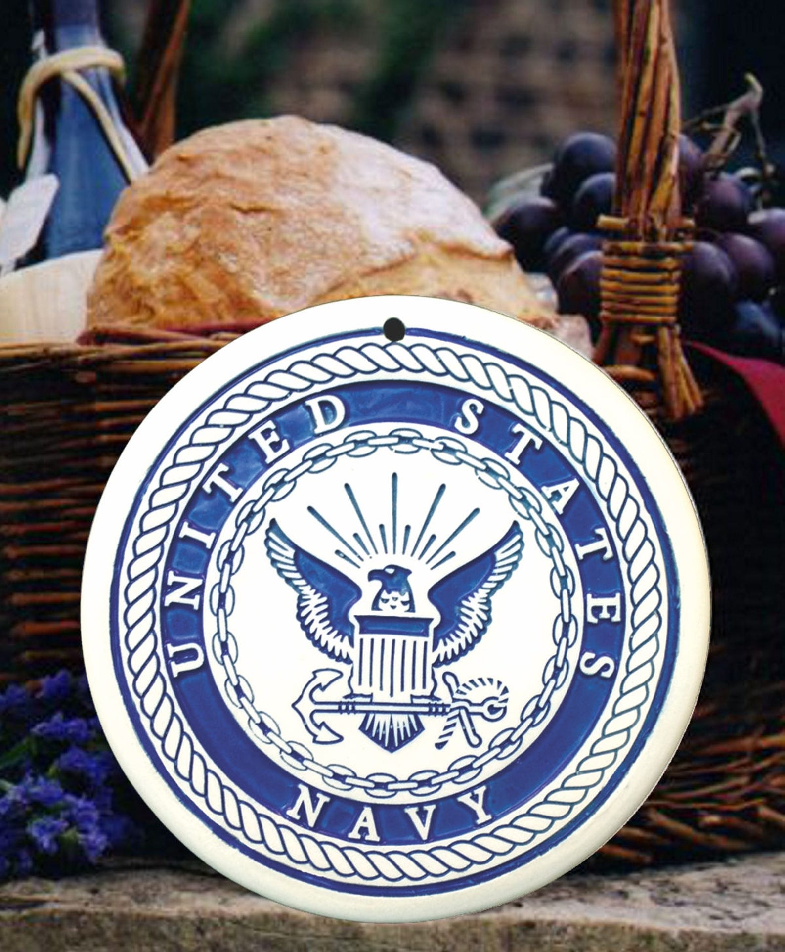 Navy Porcelain Bread and Bun Warmer - Etsy