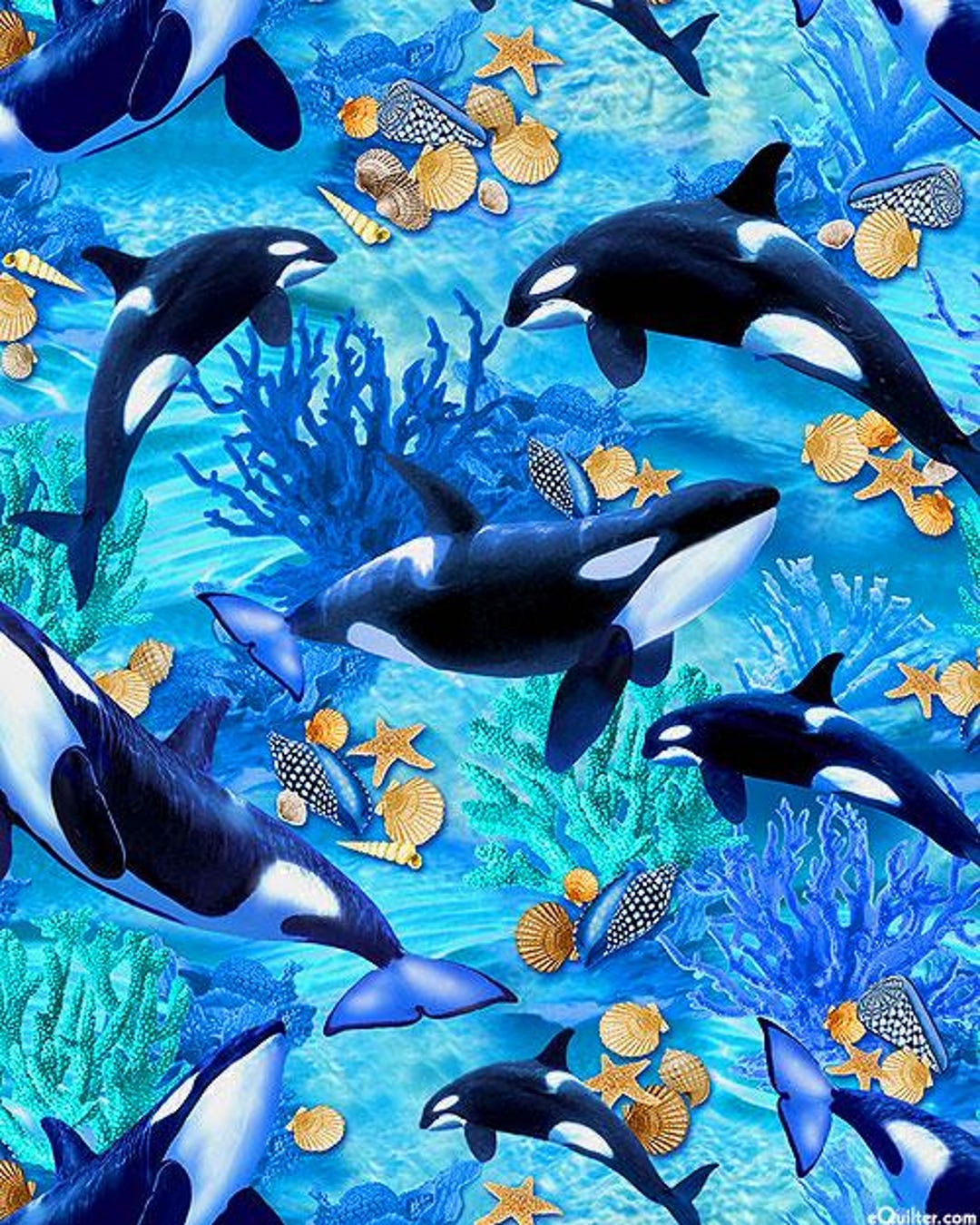 Orca Whales, Jewels of the Sea Collection, Michael Miller Quilting ...