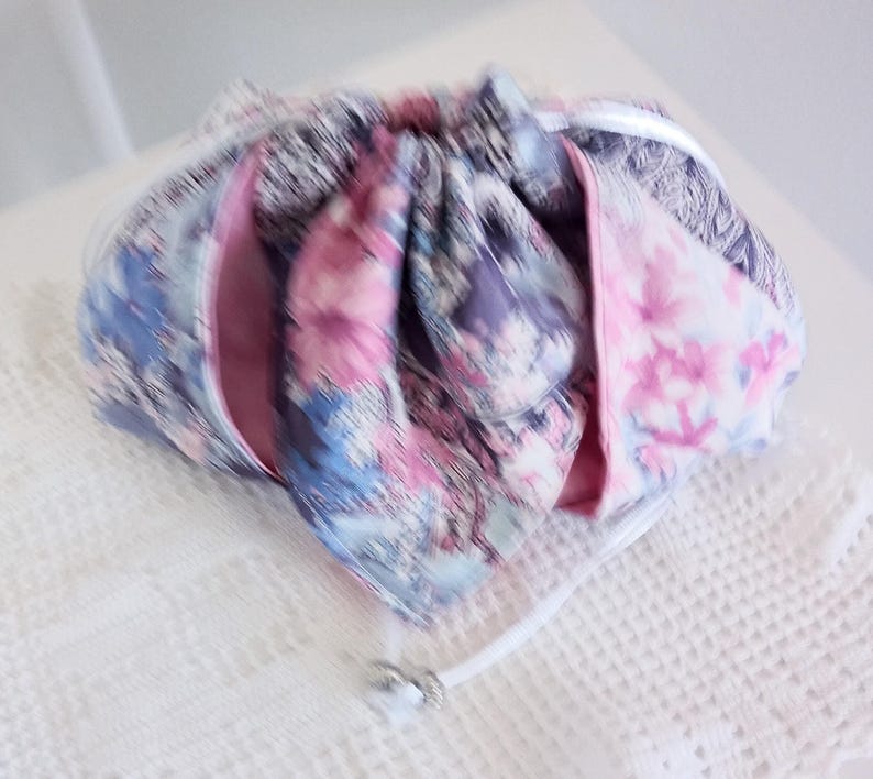Origami Drawstring Bag, Jewellery Petal Pouch, Gift, Paisley Floral ...