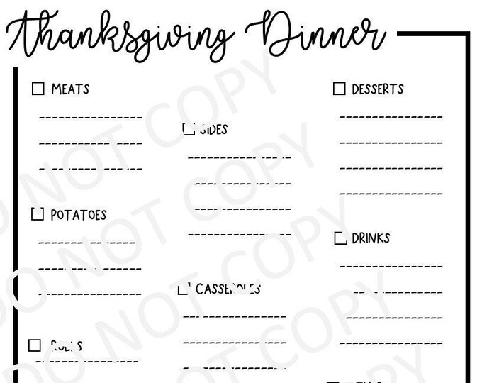 Thanksgiving Menu Checklist - Thanksgiving Dinner List Checklist ...