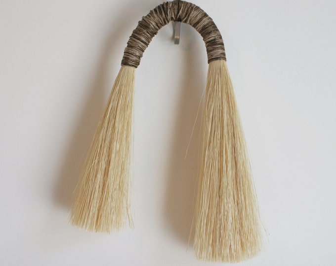 Handmade Double Broom, Tampico Hand Brush, Curved Sculpture With Walnut ...