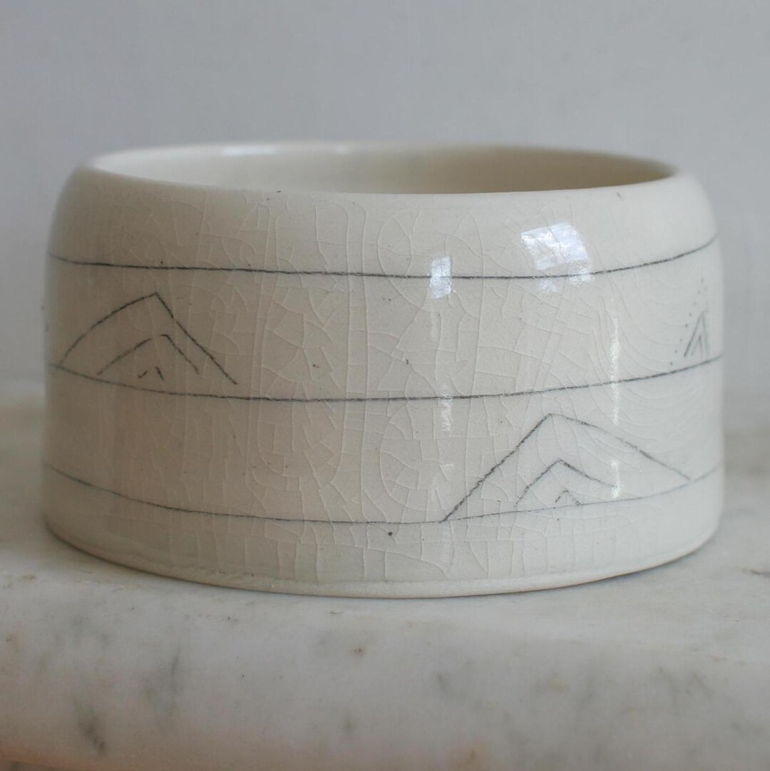 Handmade Ceramic Bowl: Mishima Pottery Dish With Crackle Glaze - Etsy