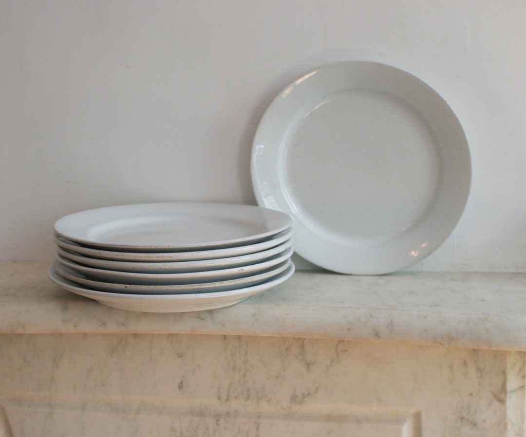 Antique Ironstone Dishes, Mixed Lot of 7 Dinner Plates, Old Iron Stone ...