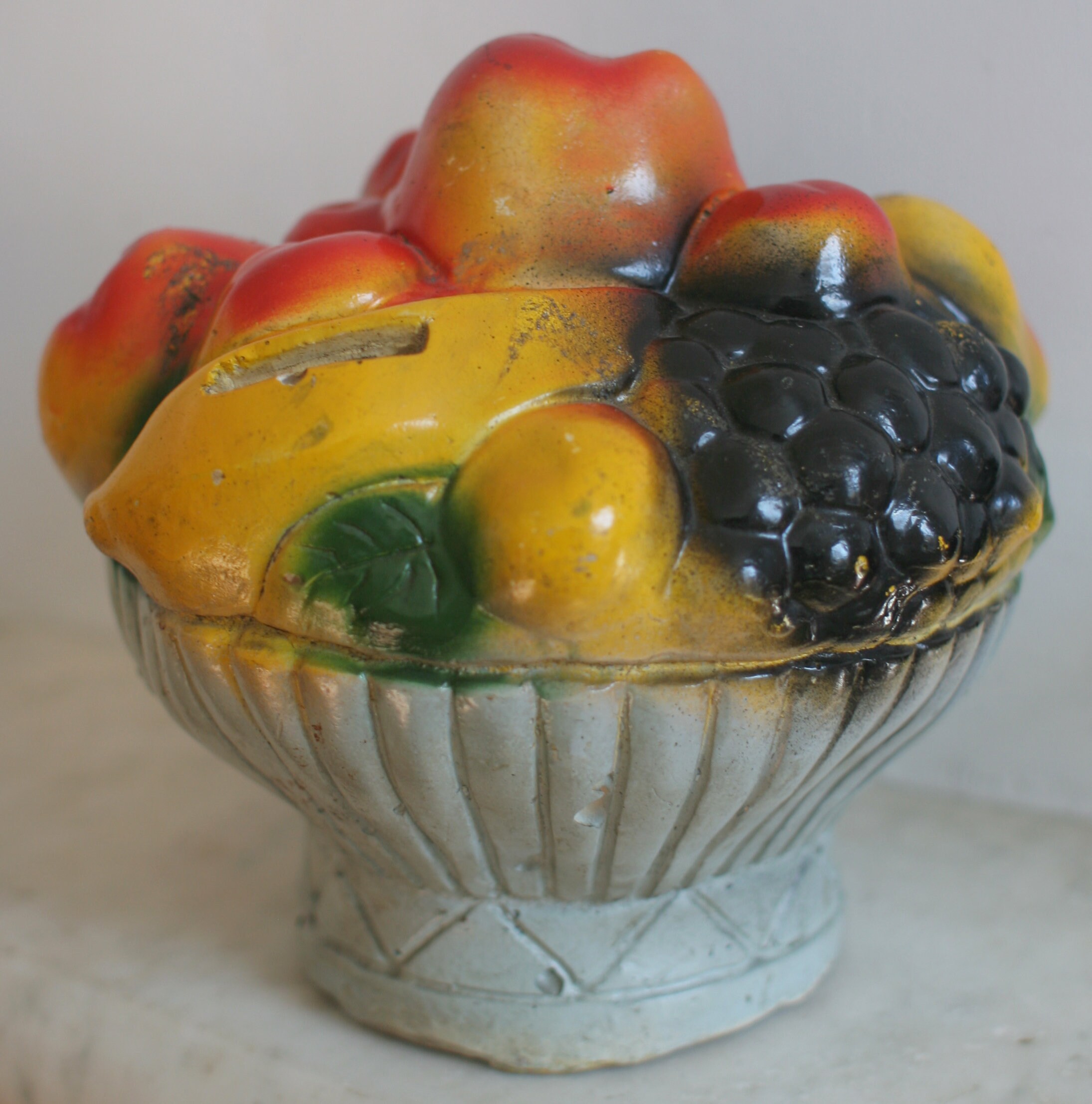 Vintage Chalkware Fruit Bowl Bank, Carnival, Plaster Midway Prize ...