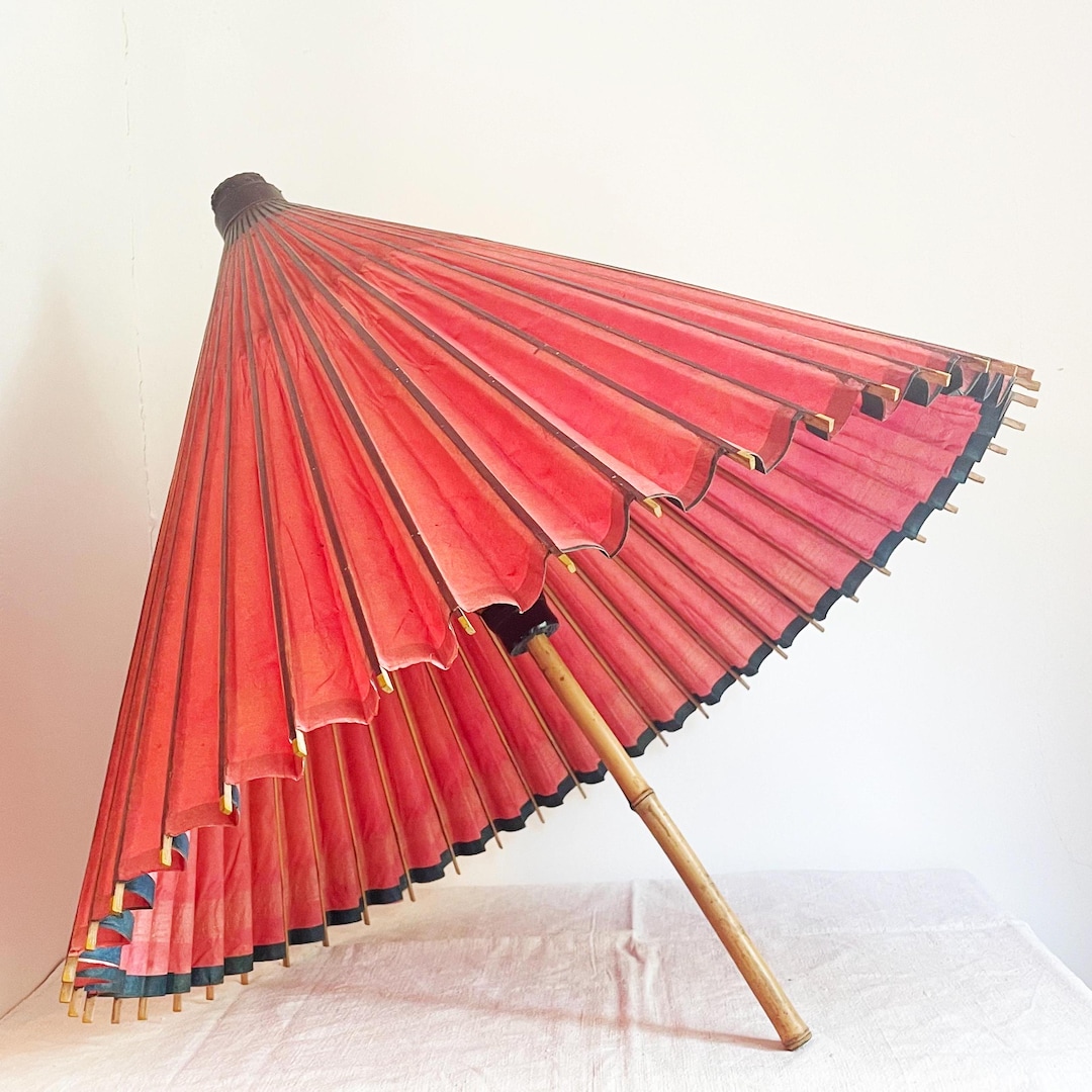 Antique Large Pink Paper Parasol Umbrella, Japan, 48" Wagasa, Washi ...