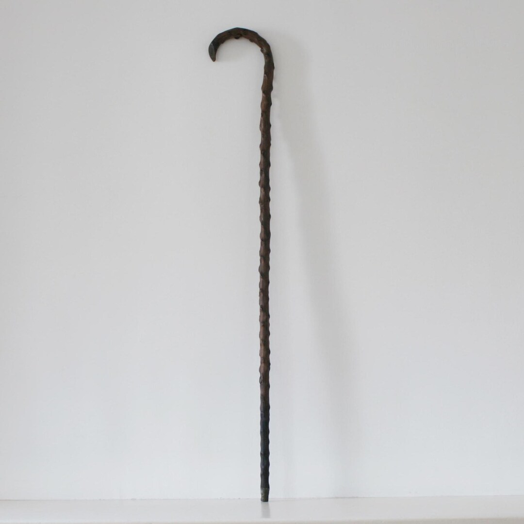 Antique Wooden Walking Cane, Knobby Bent Wood Walking Stick, Handmade ...