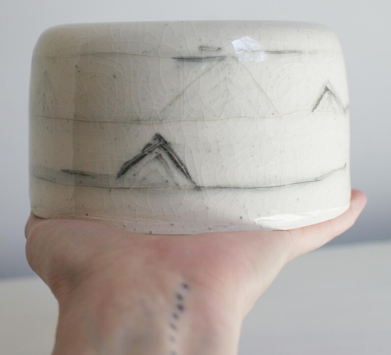 Handmade Ceramic Bowl: Mishima Pottery, Black & White Crackle Glaze - Etsy