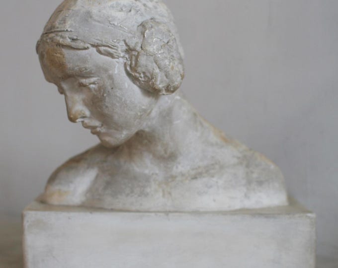 Antique Woman Plaster Bust, Beautiful Head Sculpture, Original Artist ...