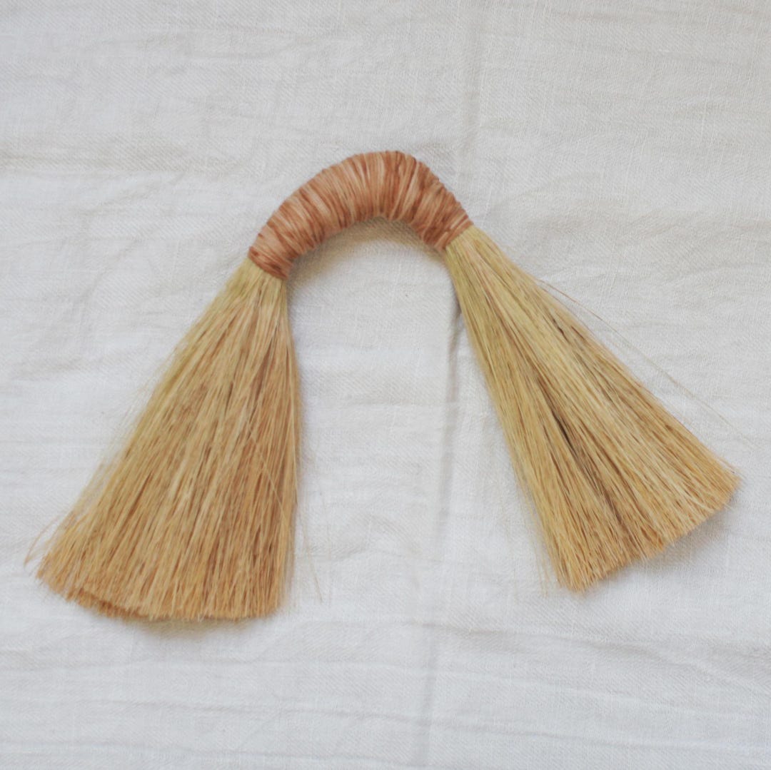 Handmade Tampico Double Broom: Avocado Dyed Cotton, Moon Sculpture - Etsy