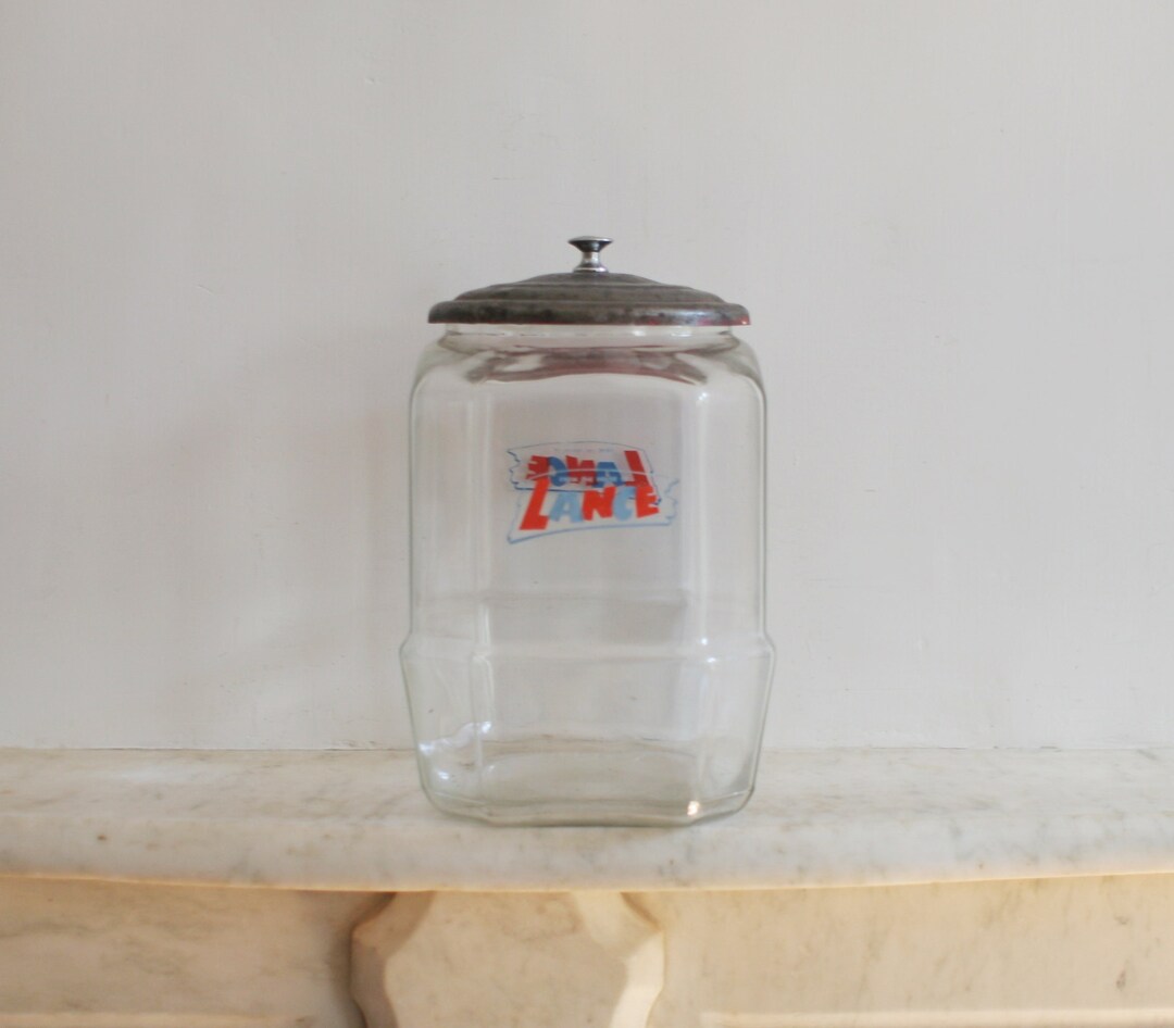 Vintage Large Glass Lance Cracker Jar, Cookie, Candy, Storage Jar ...