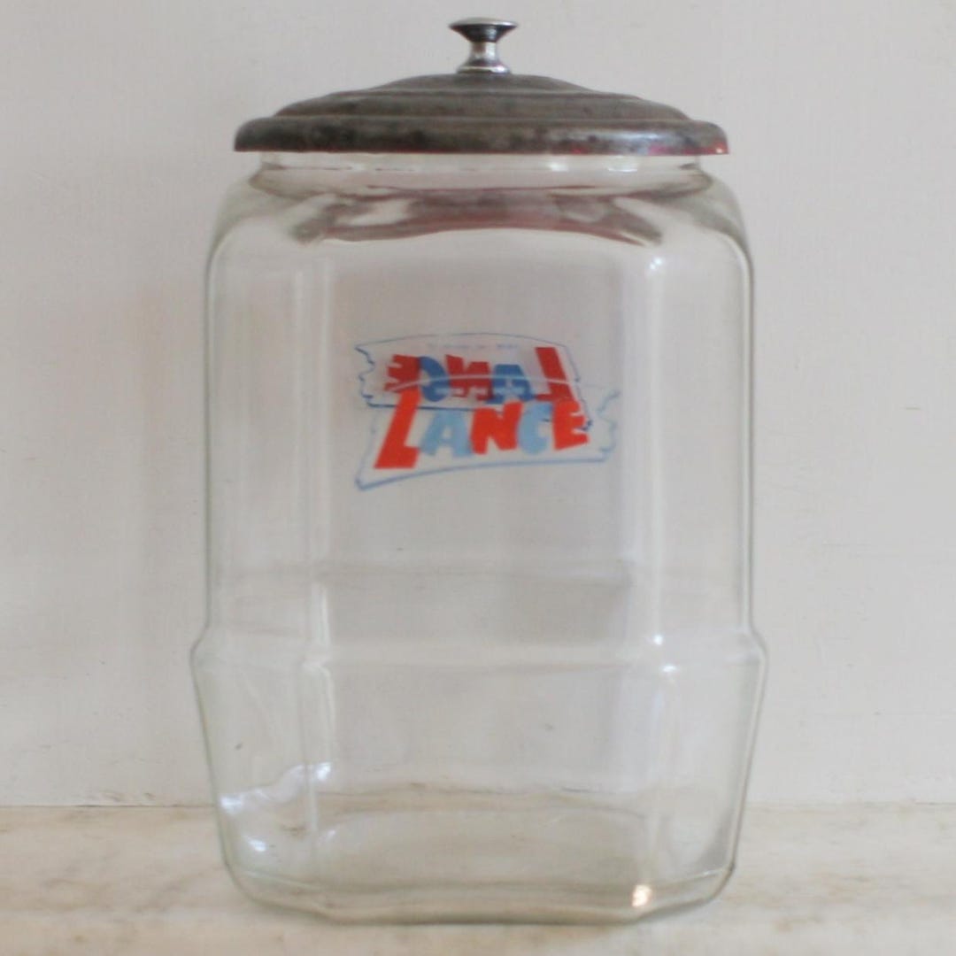 Vintage Large Glass Lance Cracker Jar, Cookie, Candy, Storage Jar ...