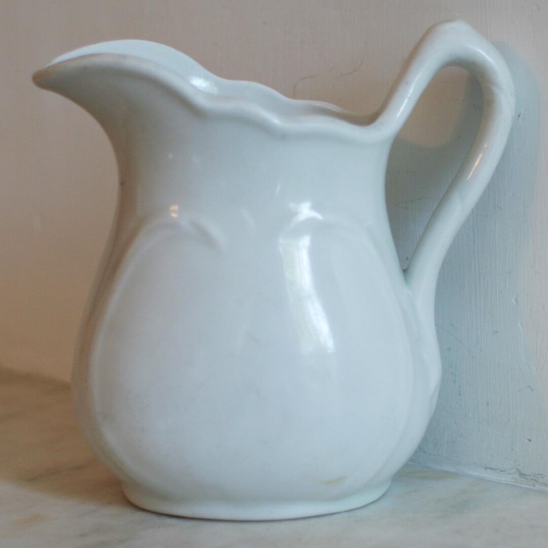 Antique Ironstone Pitcher, White Old Iron Stone, Milk Pitcher, Small - Etsy