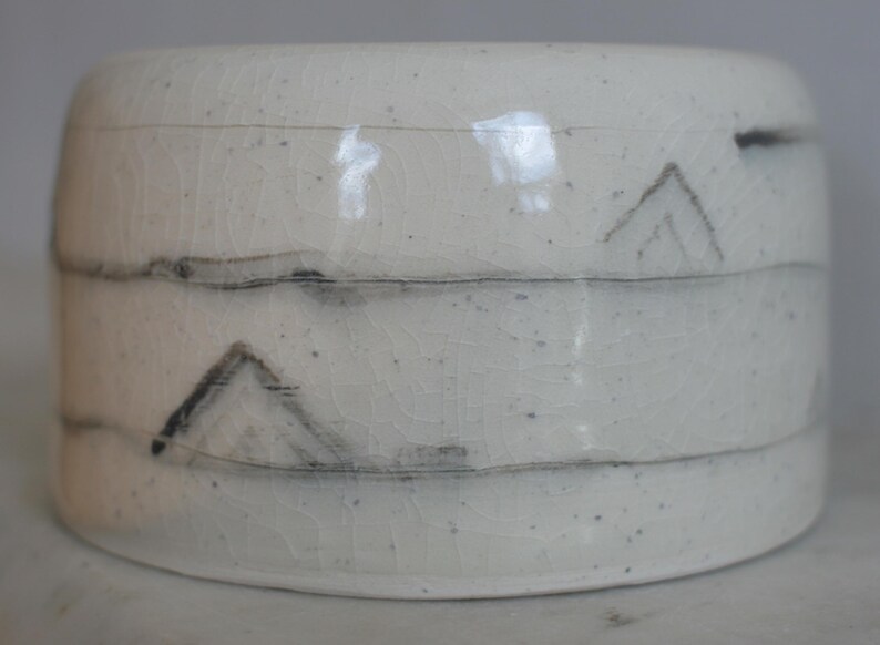 Handmade Ceramic Bowl: Mishima Pottery, Black & White Crackle Glaze - Etsy