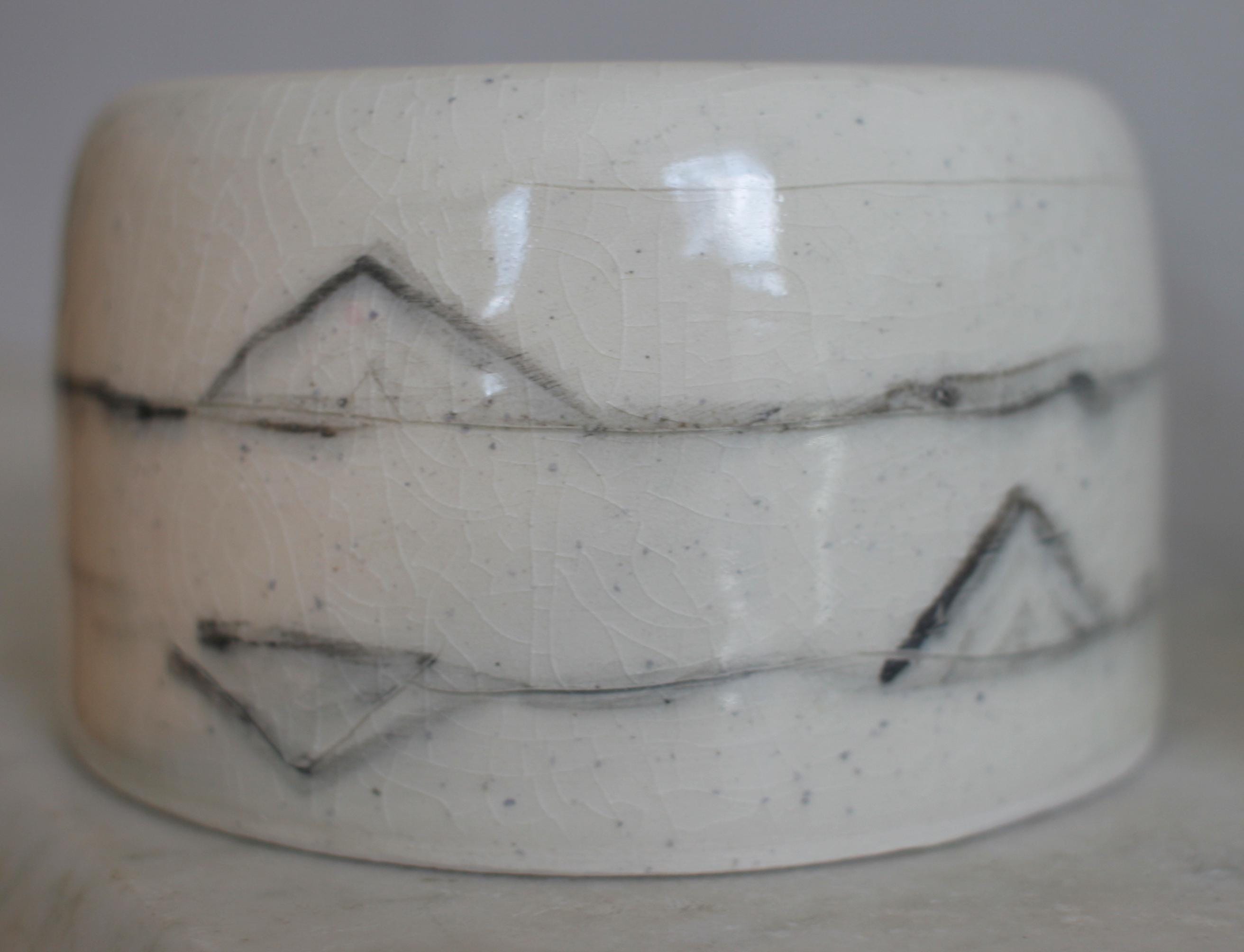 Handmade Ceramic Bowl: Mishima Pottery, Black & White Crackle Glaze - Etsy