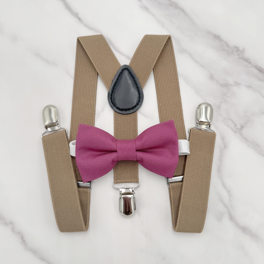 Chianti Bow Tie & Taupe Suspenders - Baby to Adult Sizes, Ring Bearer ...