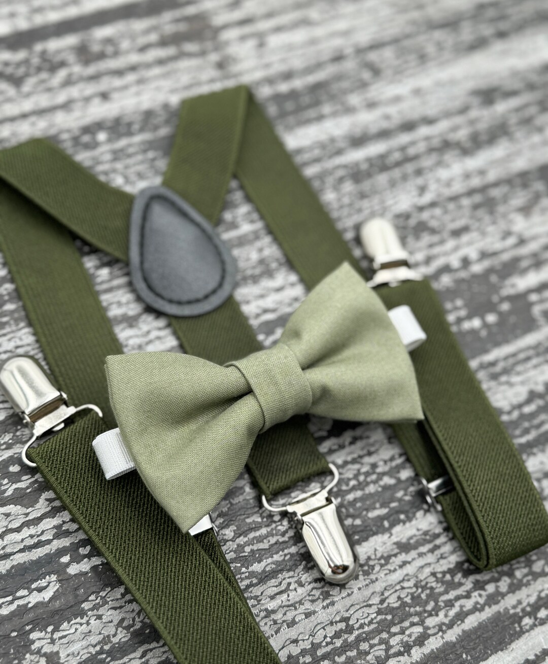 Olive Suspenders & Moss Green Bow Tie – All Sizes Baby to Adult, Ring ...