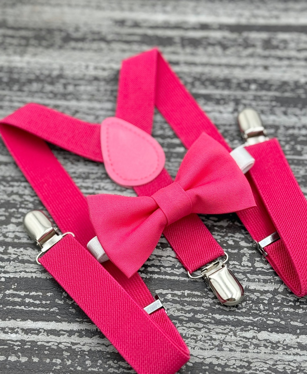 Fuchsia Bow Tie & Suspenders | Pocket Square | Ring Bearer Outfit ...