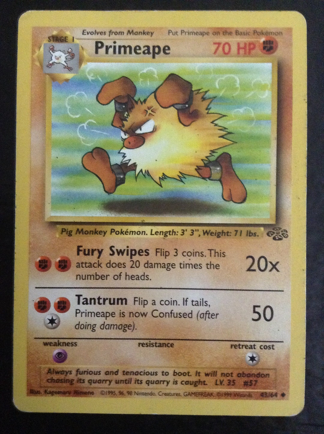 Primeape Pokemon Trading Card - Etsy